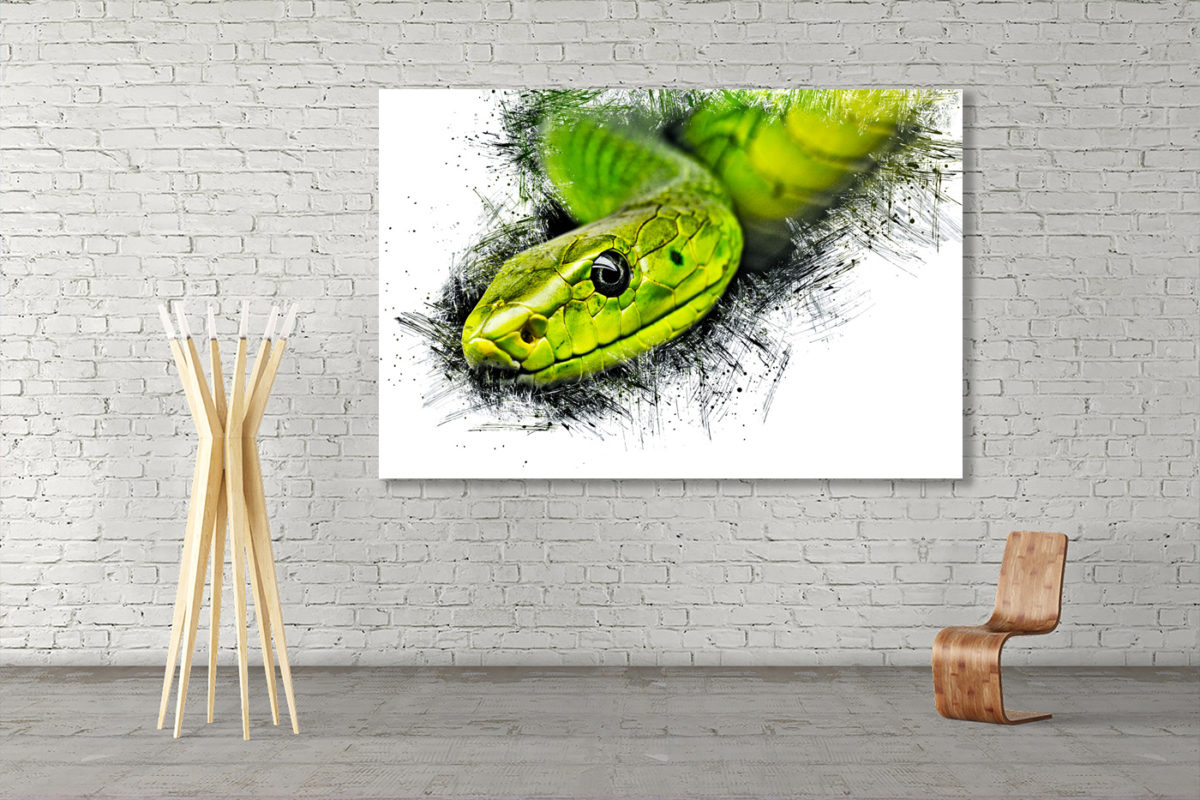 Snake Ink Art Bild - Kunstvolle Illustration von Mik Roge